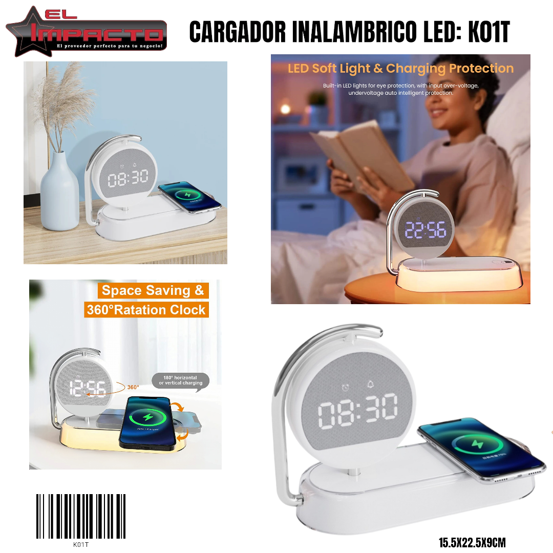 RELOJ DE MESA - CARGA INALAMBRICA K01T – Distribuidora el Impacto